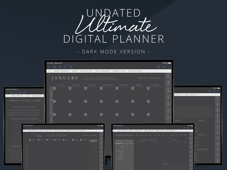 Ultimate Digital Planner, Dark Mode Version | Life Planner, Undated ...