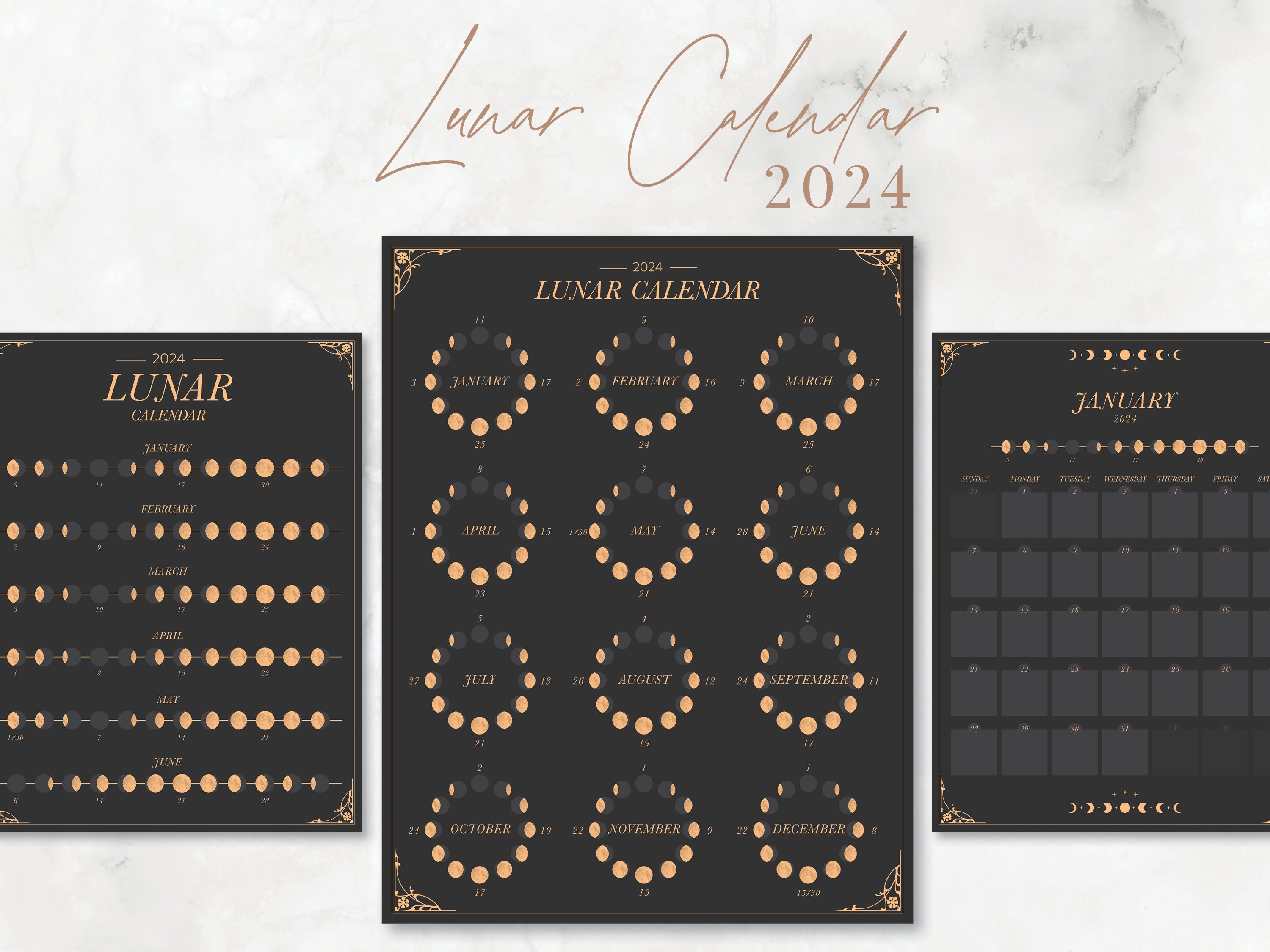 2024 Lunar Calendar, Digital Download - Full 2024 Calendar - Etsy