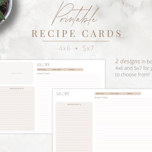Printable Recipe Card, DIY 4x6 & 5x7 Recipe Cards - Etsy