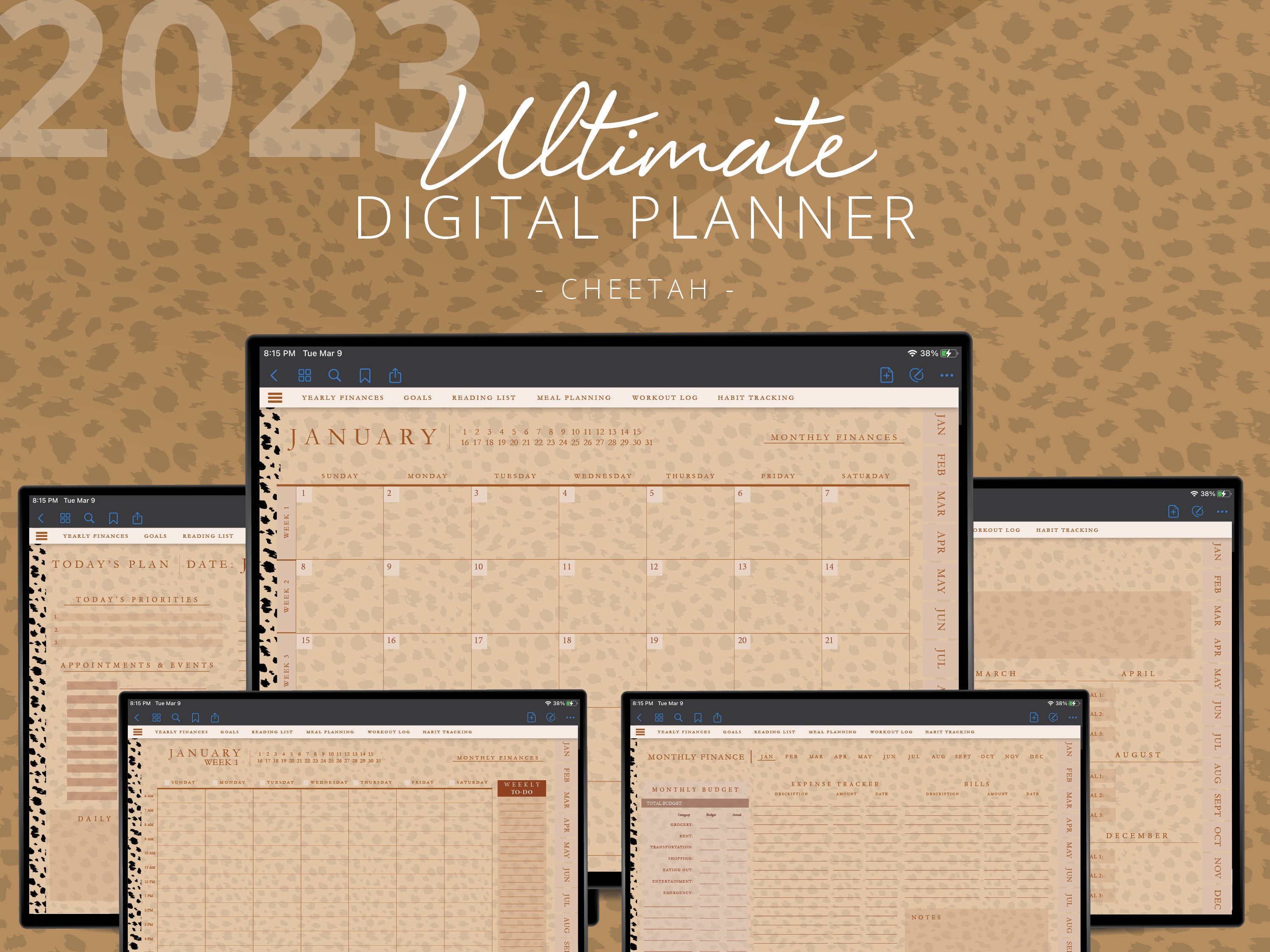 2023 Ultimate Digital Planner: Cheetah Print Dated Planner Notability ...