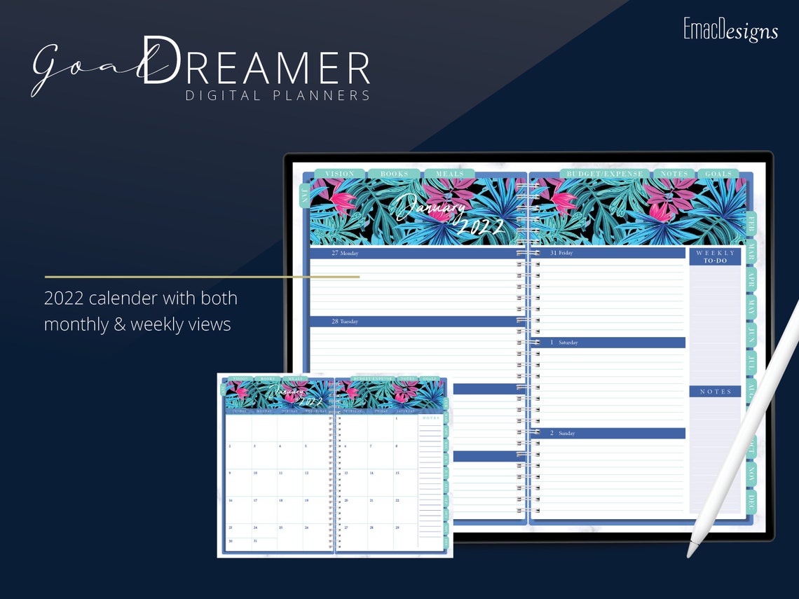 2022 Digital Planner: Neon Dated Planner Notability - Etsy