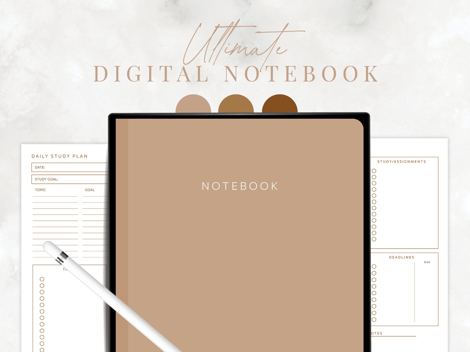 Neutral Digital Notebook | Ultimate Study Guide - Etsy