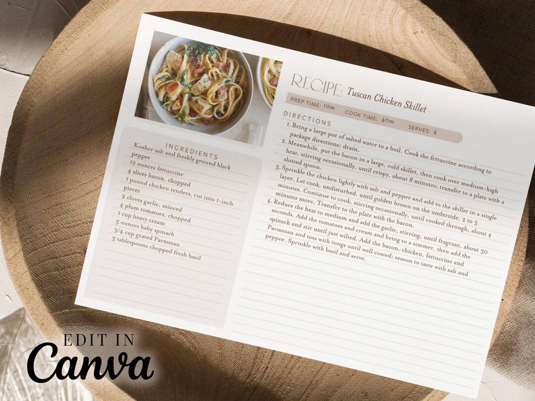 Recipe Card Templates, Printable Recipe Cards, DIY Edit-to-print 4x6 ...