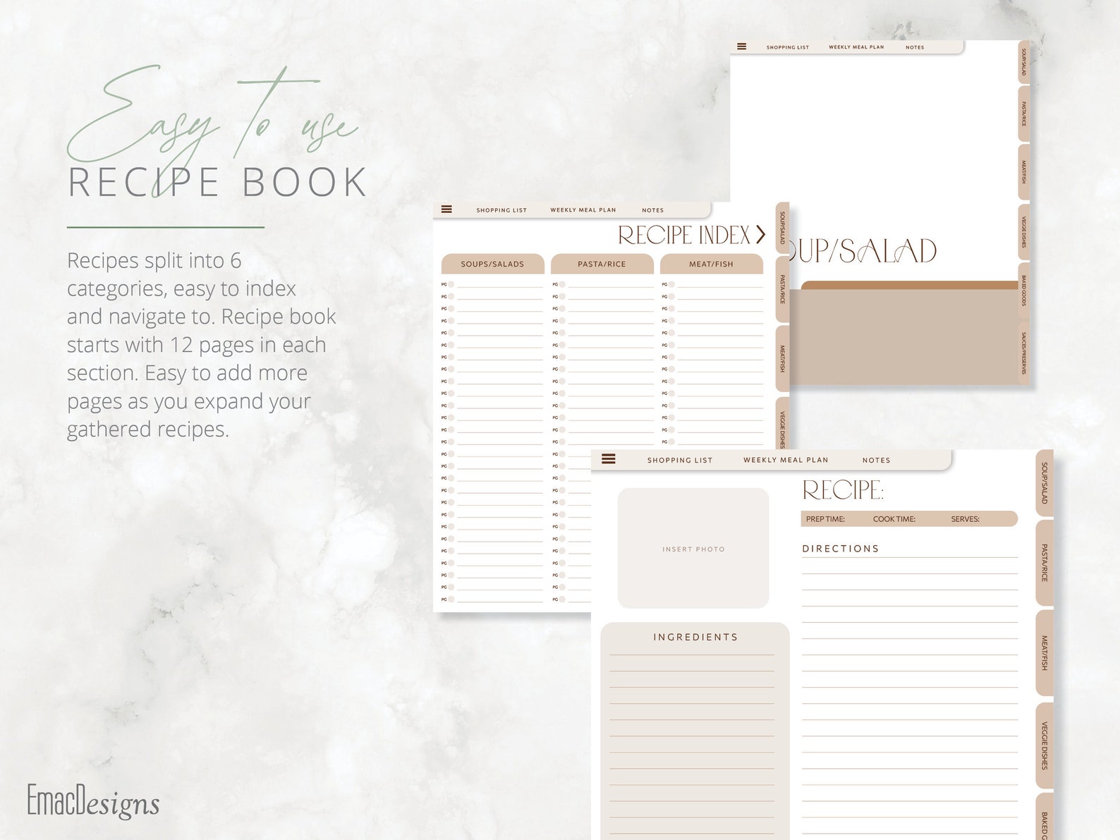Digital Vertical Recipe Book, Hyperlinked Recipe Organizer - Etsy