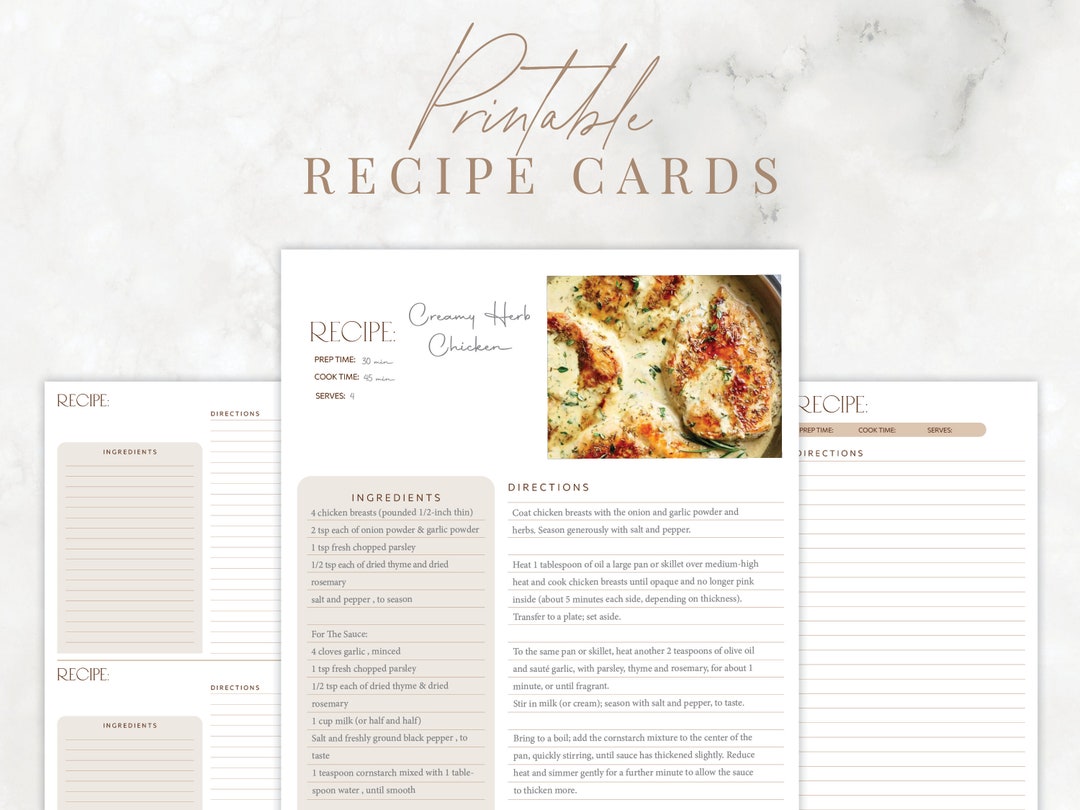 Printable Recipe Book, 8.5x11 Recipe Pages - Etsy