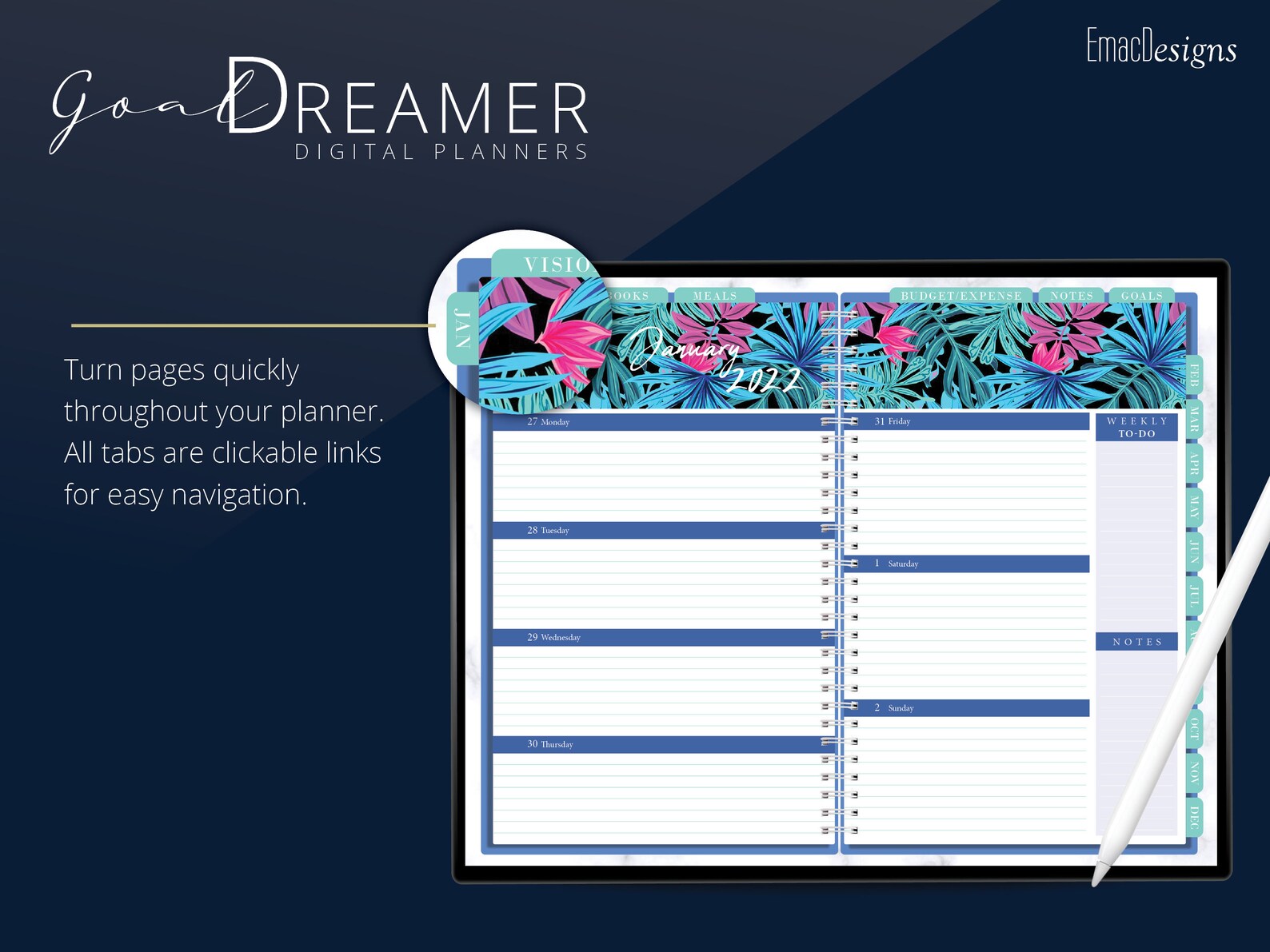 2022 Digital Planner: Neon Dated Planner Notability - Etsy