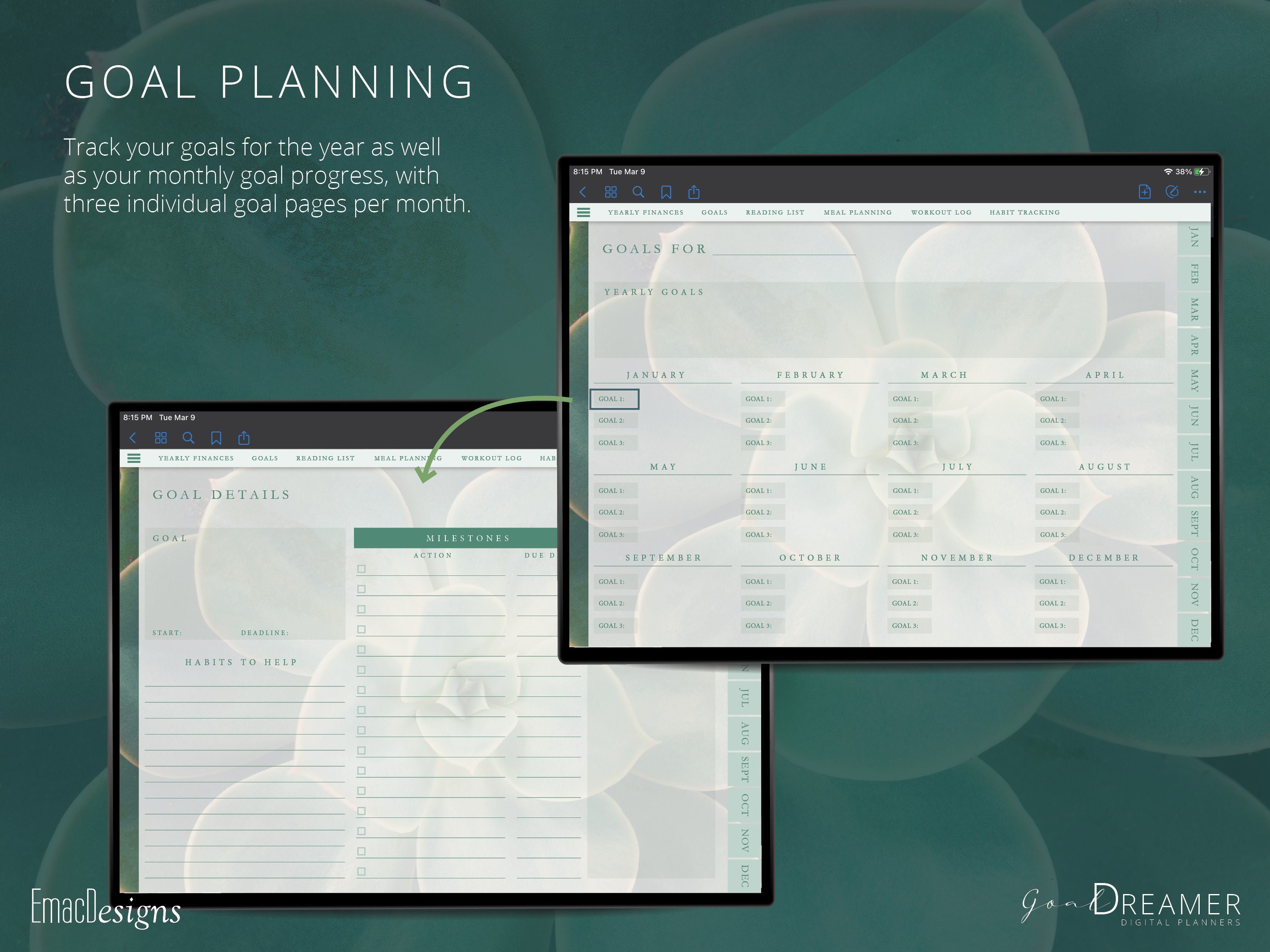 2023 Ultimate Digital Planner: Succulent Dated Planner Notability ...