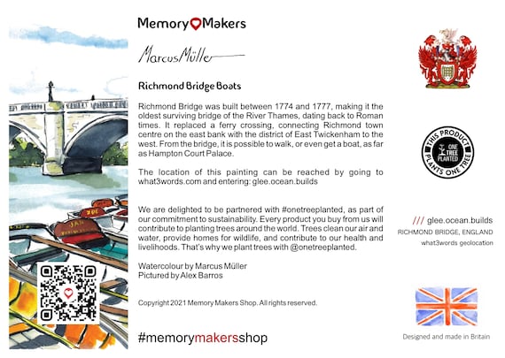 Boats Drawing Watercolour Art Richmond Bridge Illustration London Art ...