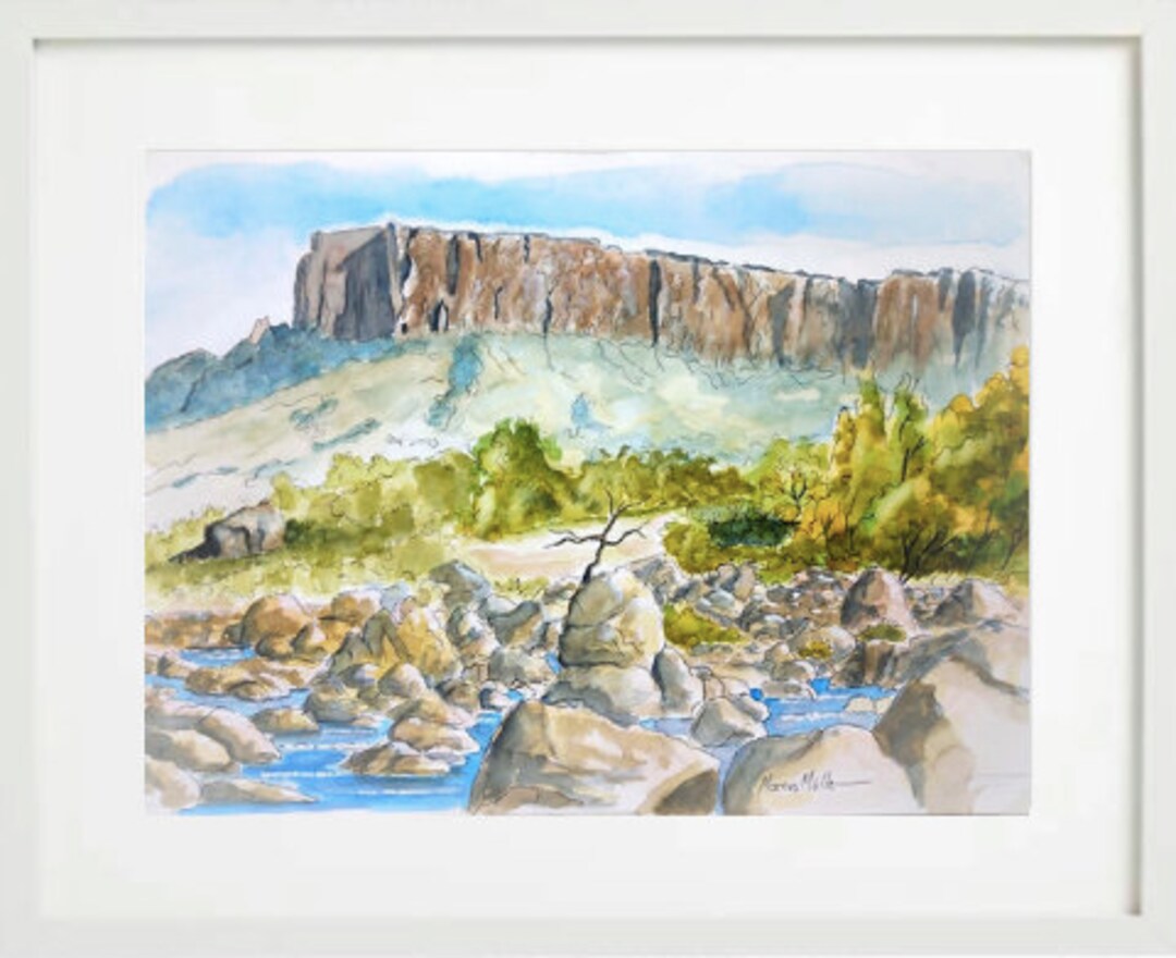 Mount Roraima II Brazil, Watercolor & Ink Painting, Wall Art, Gift ...