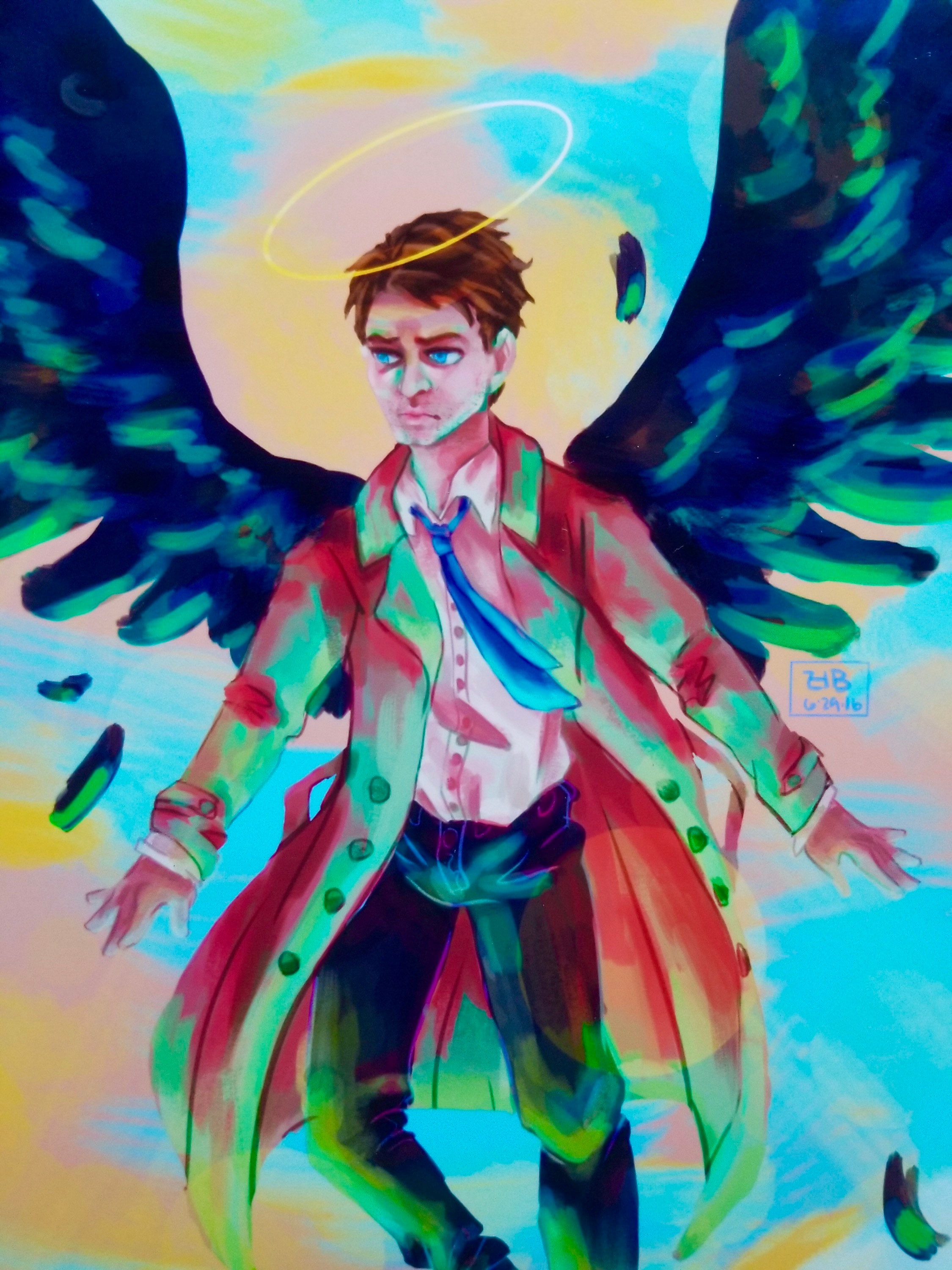 Castiel Print: Falling or Flying - Etsy España