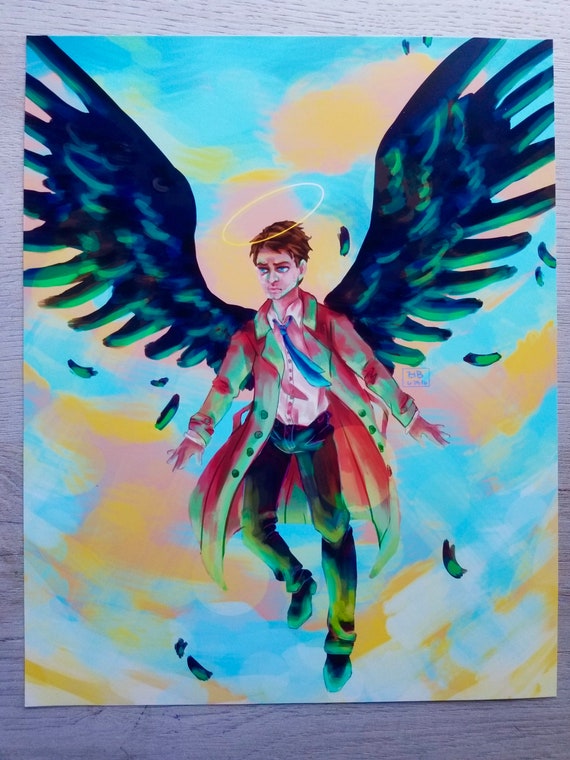 Castiel Print: Falling or Flying | Etsy