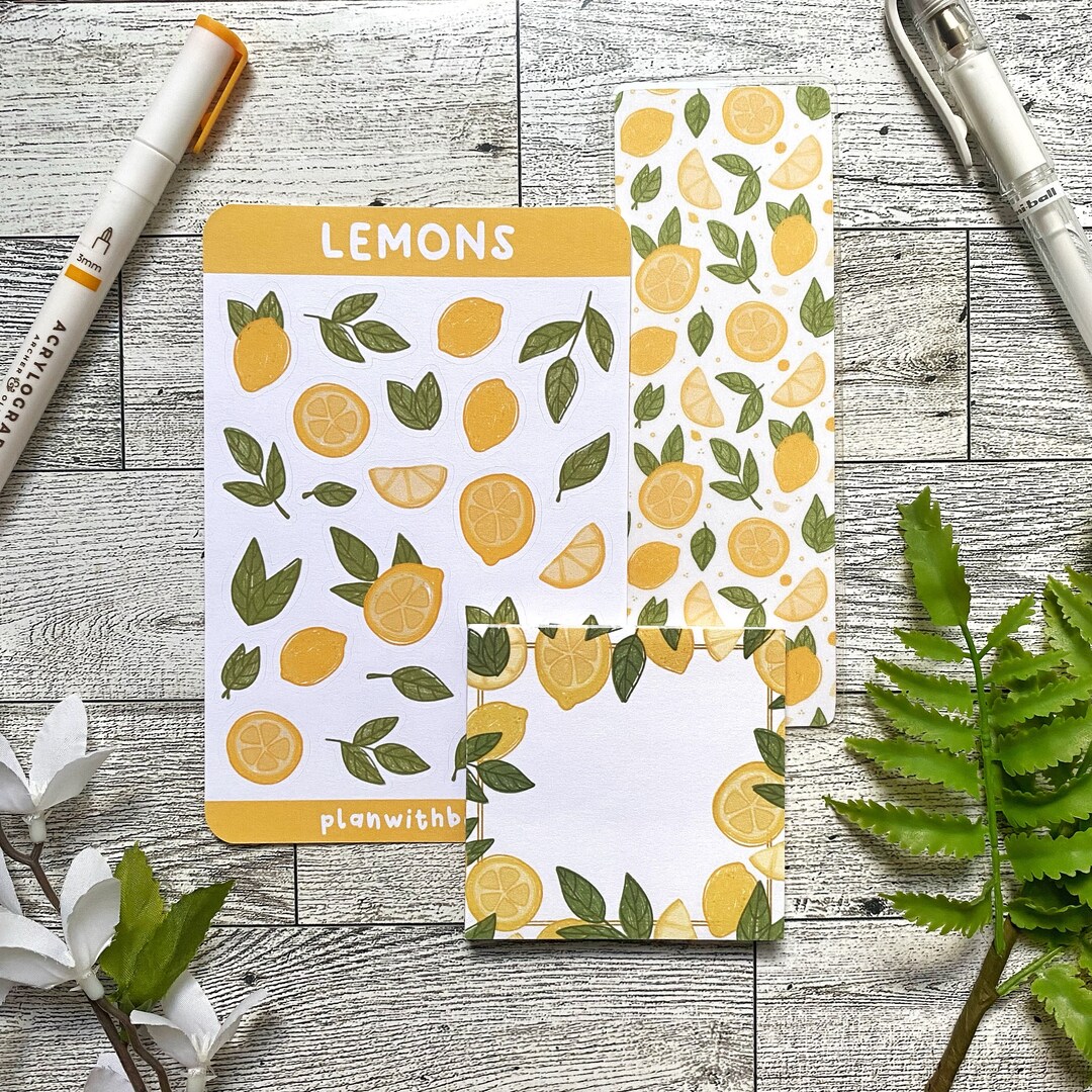 Lemon Stationery Bundle | Bullet Journal Sticker Sheet, Sticky Notes ...