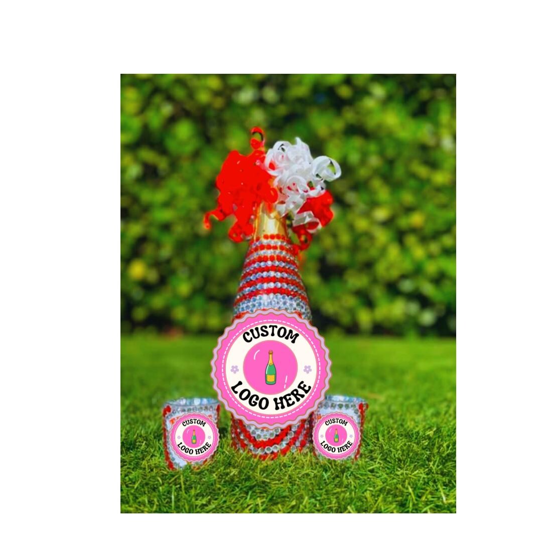 Custom Sparkly Duo Set! Bedazzled Bottle and 2 Shot Glass Set! Bed ...