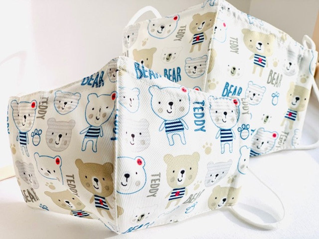 Cute White Teddy Face Mask for Teenagers and Adults/fitted Pocket, Nose ...
