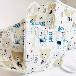 Cute White Teddy Face Mask for Teenagers and Adults/fitted Pocket, Nose ...