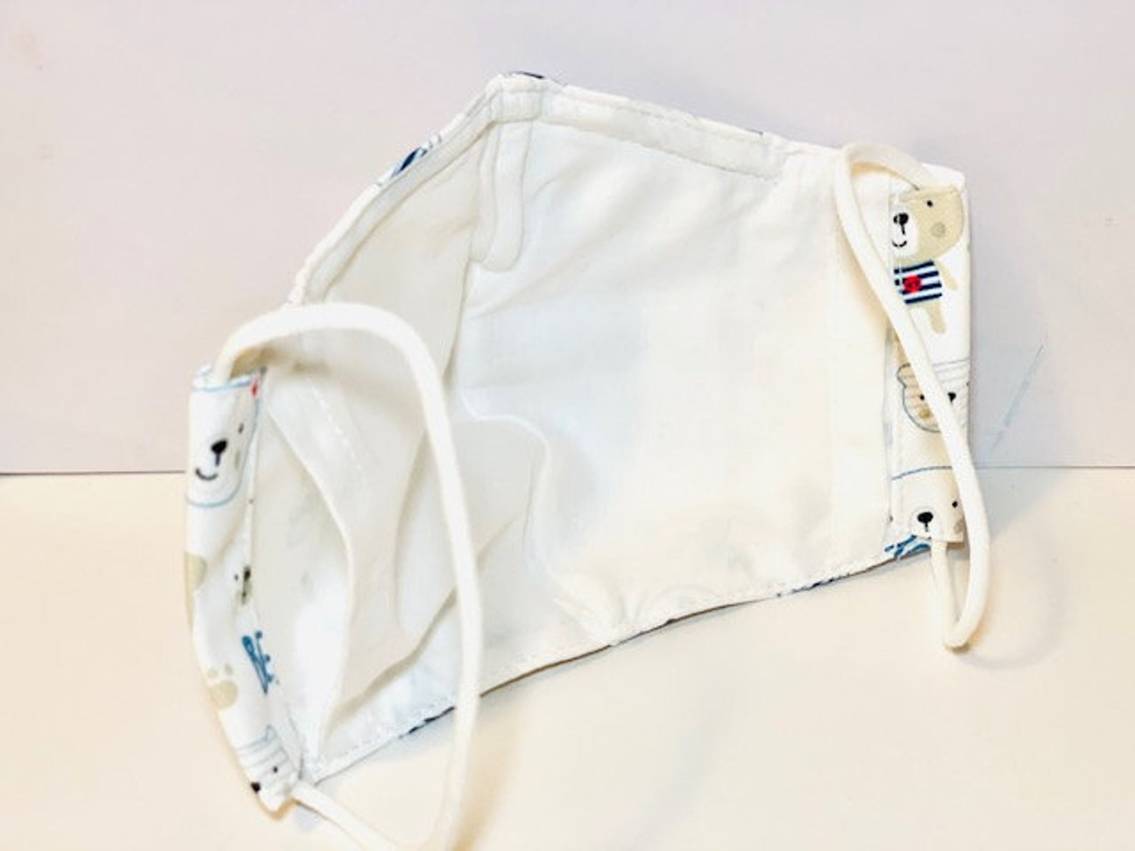 Cute White Teddy Face Mask for Teenagers and Adults/fitted Pocket, Nose ...