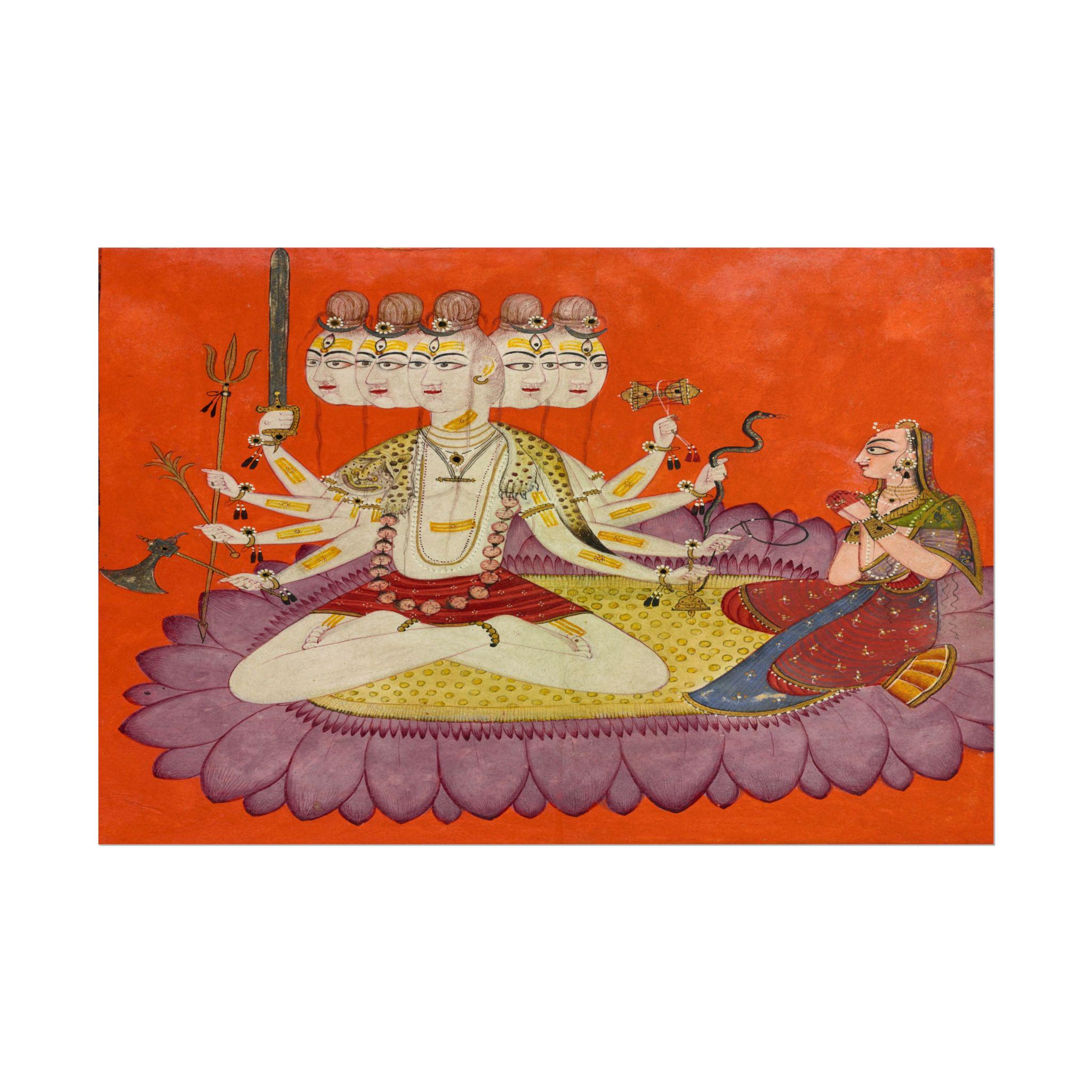 Sadashiva Worshipped by Parvati Print, Hindu Mythology Artwork ...
