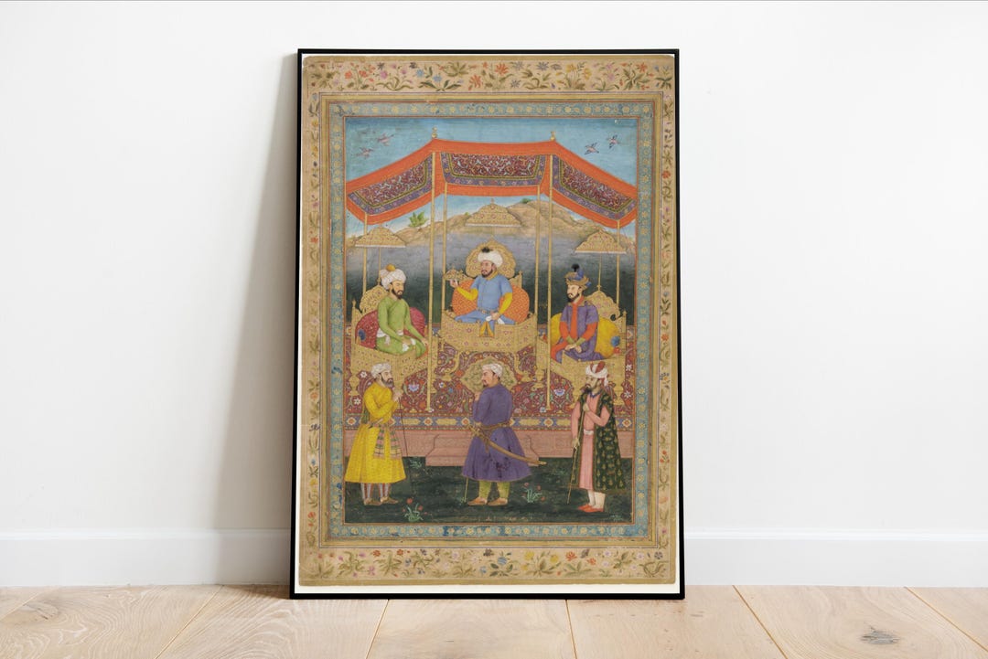 Indian Mughal Art Poster – Ancestral Group of Rulers by Govardhan ...
