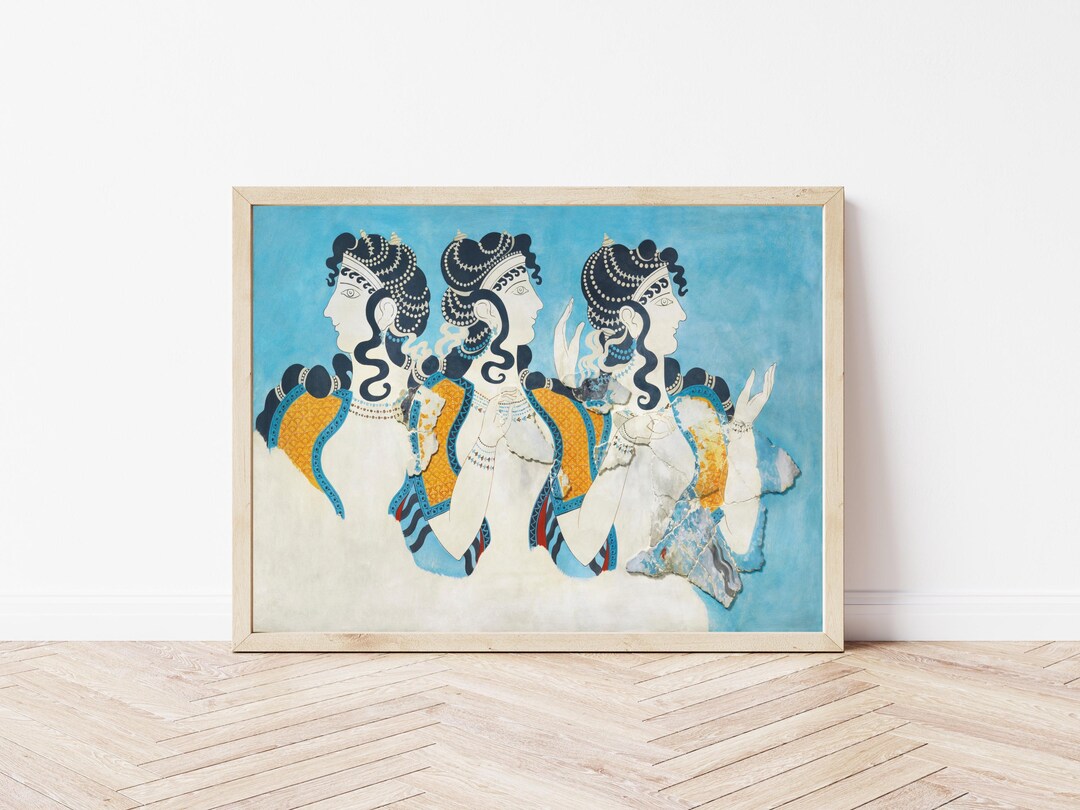 Ladies in Blue Fresco Print, Minoan Wall Art Reproduction - Etsy