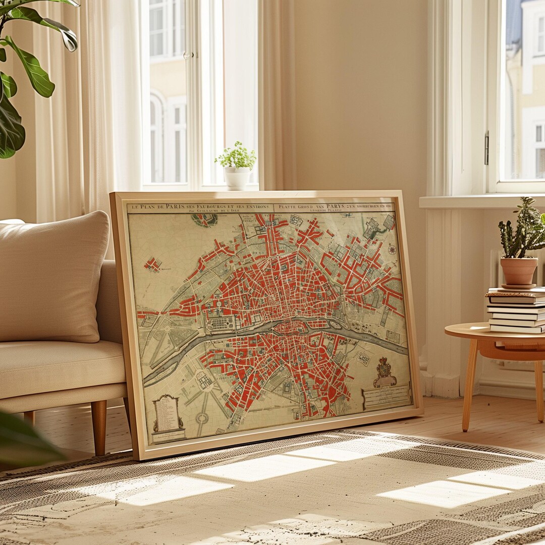 Vintage Paris Map Art Print – Guillaume Delisle Cartography - Etsy