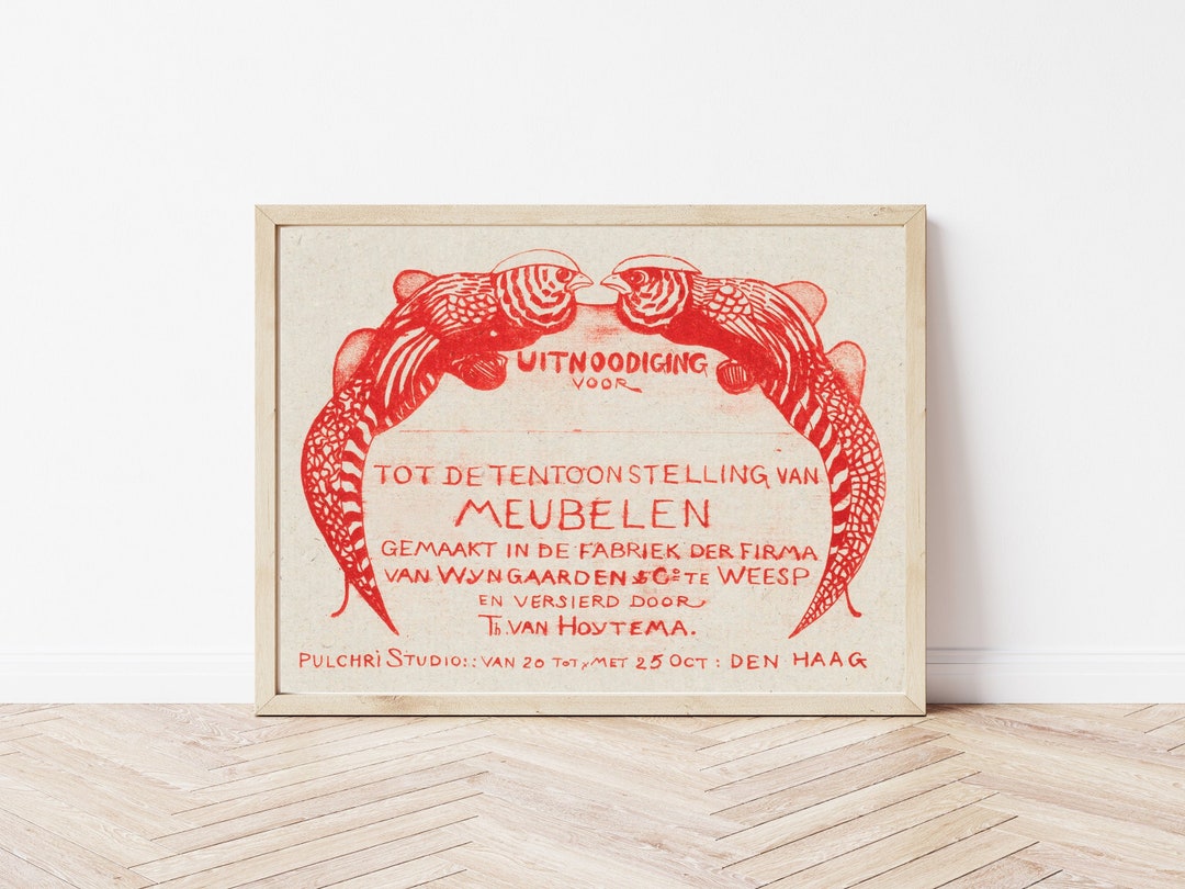 Dutch Art Print, Exhibition Print, Animal Print, Red Stamp Print, Theo ...