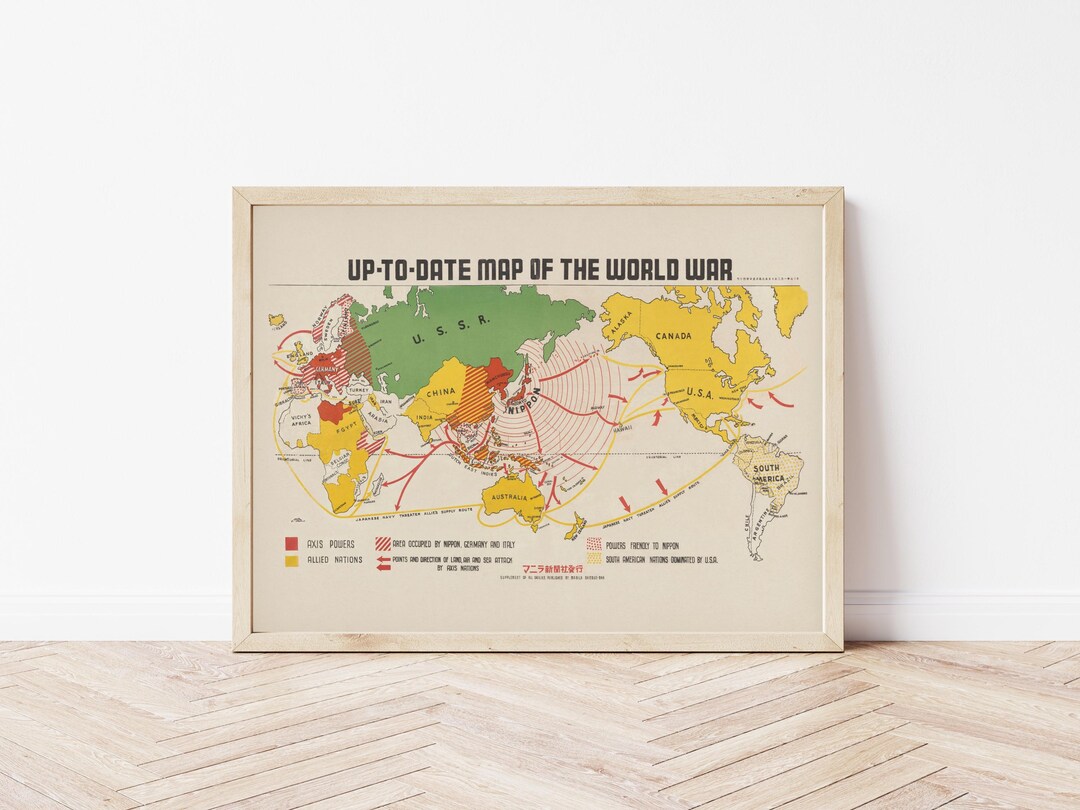 Map of the World War (1942) – Vintage WWII Japanese Map Print ...