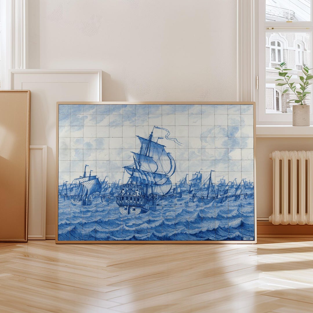 Warship Rotterdam Tile Panel Print – 1700s Dutch Maritime Art, Herring ...