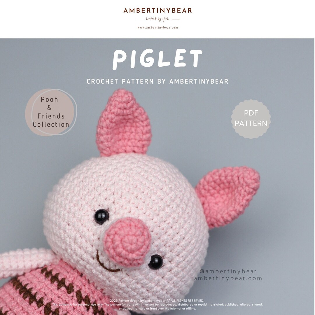 PIGLET - Pattern Pooh & Friends Crochet - Amigurumi Animal - Crochet ...