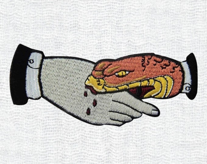 Trust No One Snake Bite Handshake Sign Iron on Patch | Premium Classic ...