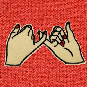 Premium Pinky Promise Hands Iron on Patch Classic Sew on Embroidered ...