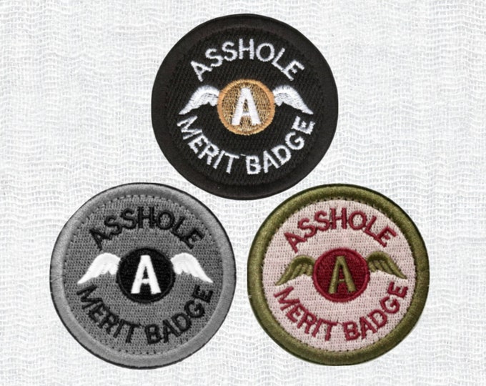 Asshole Merit Tactical Morale Badge Patch Funny Tac Badge For Backpacks