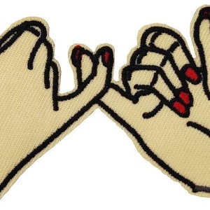 Premium Pinky Promise Hands Iron on Patch Classic Sew on Embroidered ...