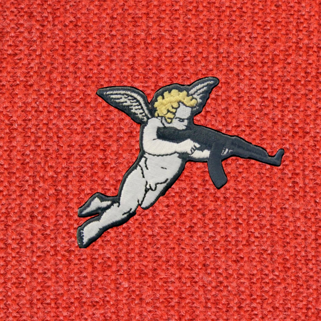 Cupid's Love Gun Premium Iron on Patch Classic Vintage Embroidered Sew ...