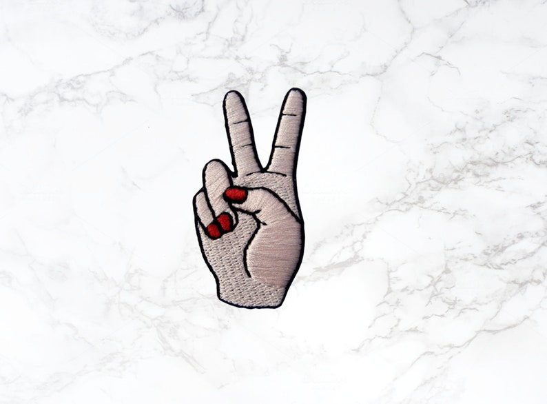 Premium Peace Fingers Hand Sign Iron on Patch Classic - Etsy