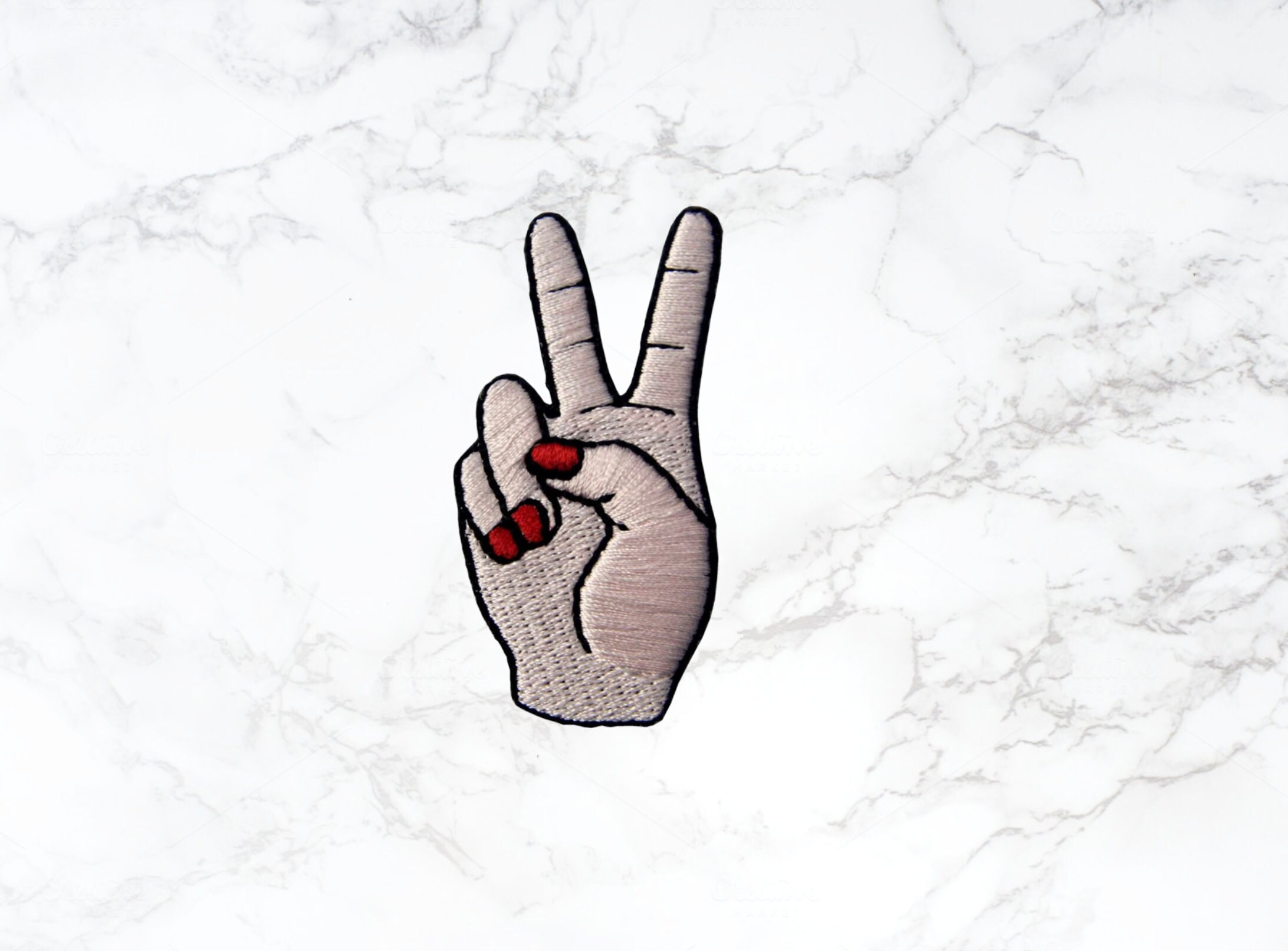 Premium Peace Fingers Hand Sign Iron On Patch Classic | Etsy