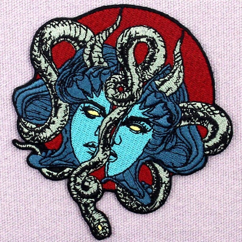 Premium Medusa Snake Head Devil Horns Iron on Patch | Etsy Ireland