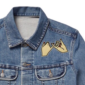 Premium Pinky Promise Hands Iron on Patch Classic Sew on Embroidered ...