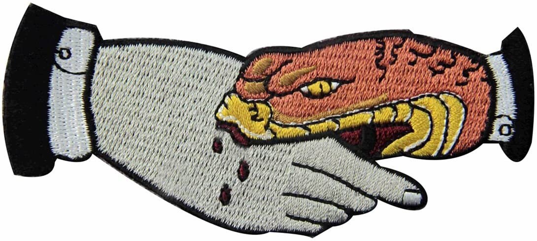 Trust No One Snake Bite Handshake Sign Iron On Patch Premium | Etsy