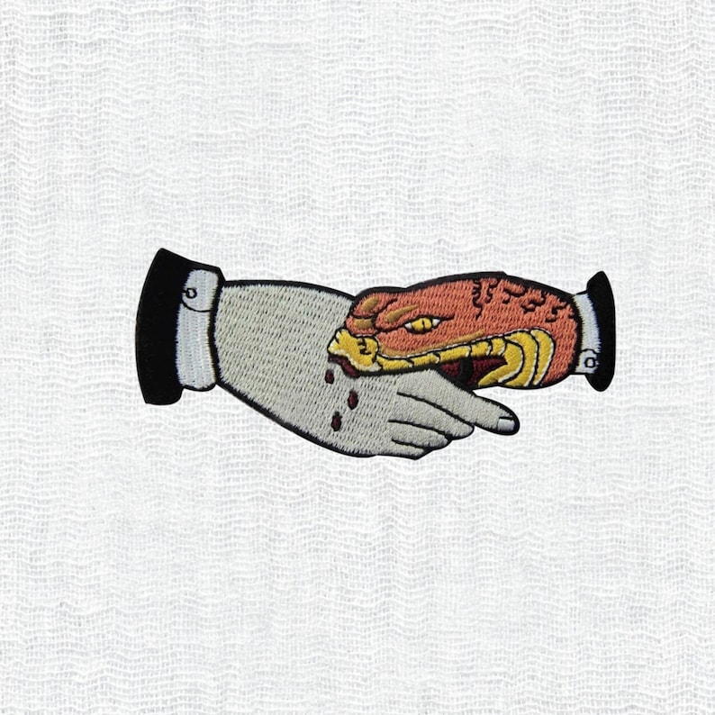 Trust No One Snake Bite Handshake Sign Iron on Patch Premium - Etsy
