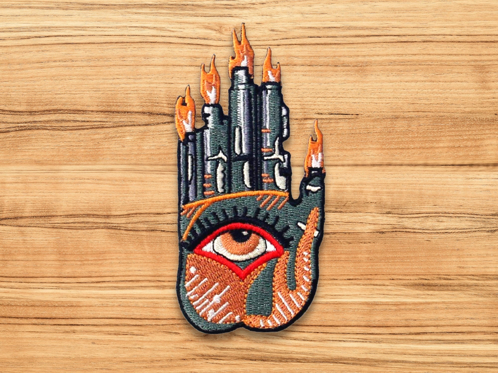 All Seeing Eye Candle Fingers Hand Sign Iron On Patch | Etsy