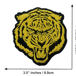 Roaring Gold Tiger Iron on Patch Classic Vintage Embroidered Sew on Badge Jean Jacket Backpack ...