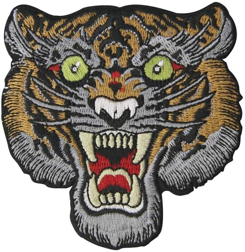 Roaring Tiger Head Iron on Patch Classic Vintage Embroidered - Etsy
