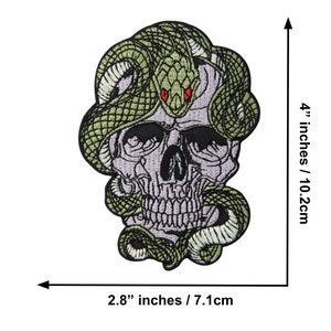 Snake and Skull Premium Patch Embroidered Sew on Iron on Badge Applique ...