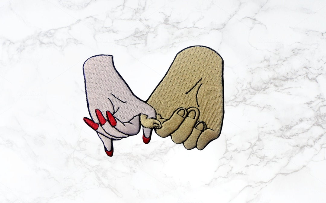 Pinky Promise Holding Hands Iron on Patch Classic Sew on Embroidered ...