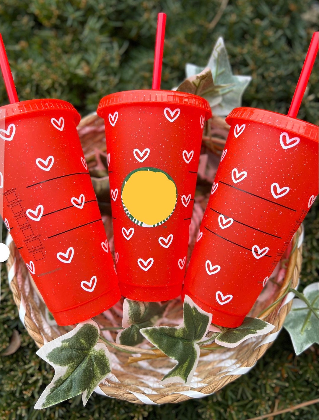 Valentines Hearts Plastic Cup Red Cup Valentines Day Cup Reusable Cup ...