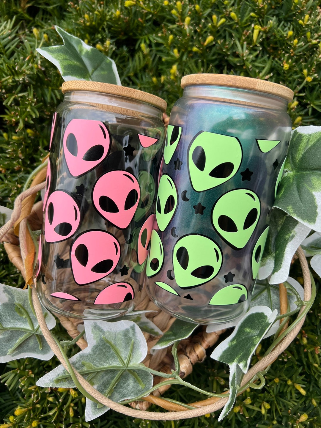 Aliens Glass Can| Glow in the Dark| Outer Space | Alien| Galaxy ...