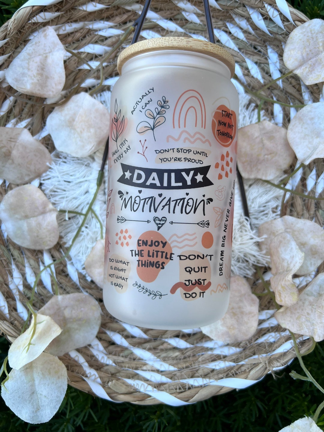 My Daily Motivation Glass Cansublimation Frosted Can Glass Positive ...