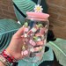 Pink Cherry Glass Cup: Spring Drinkware With Straw & Lid - Etsy