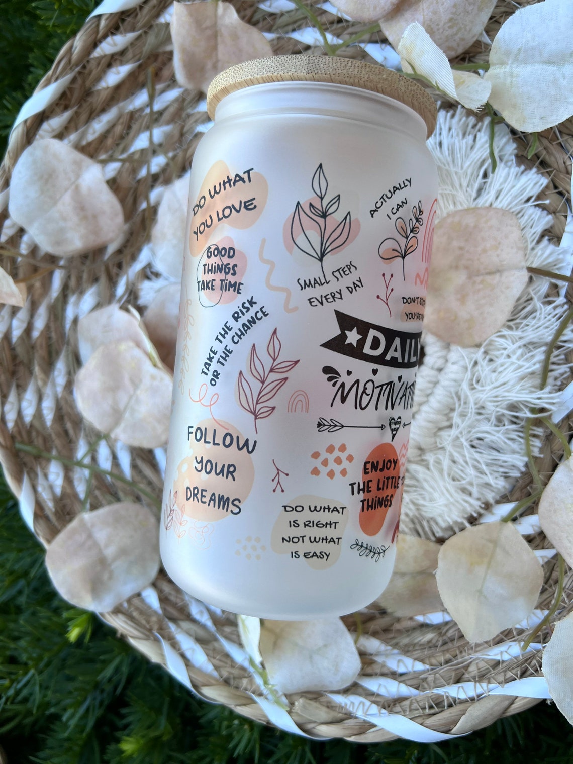 My Daily Motivation Glass Cansublimation Frosted Can Glass - Etsy