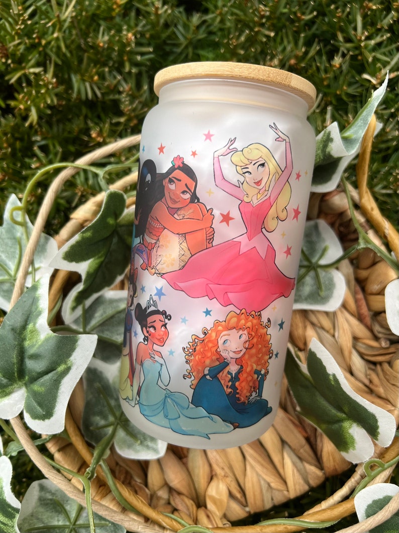 Princess Frosted Glass Can Tumbler: Sublimation Design, 16 Oz - Etsy